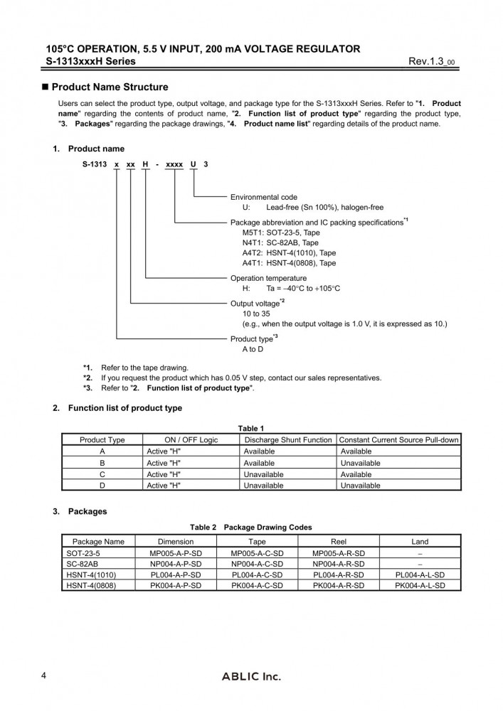 S-1313xxxH datasheet page 4