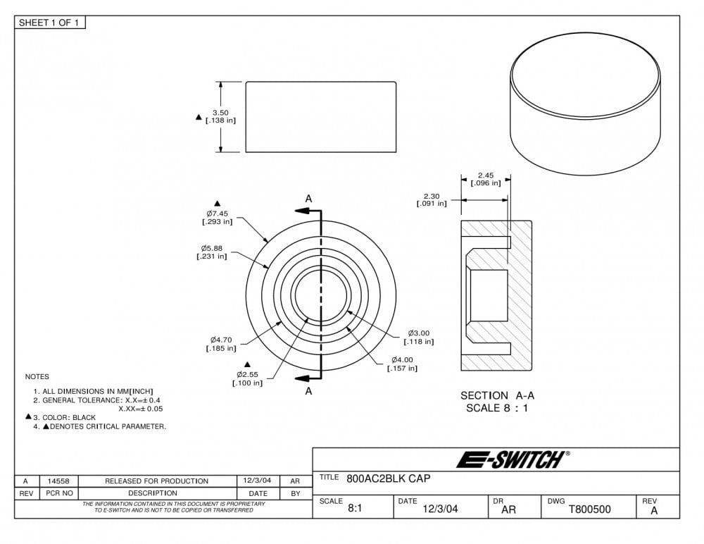 800AC2BLKCAP technical document page