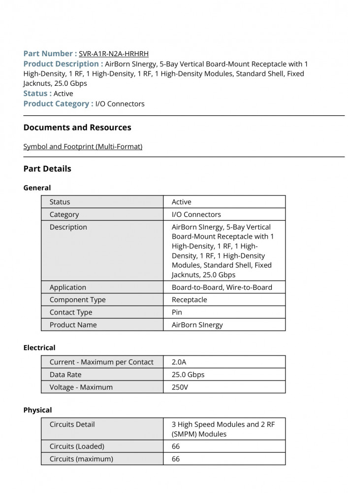SVR-A1R-N2A-HRHRH technical document, page 1