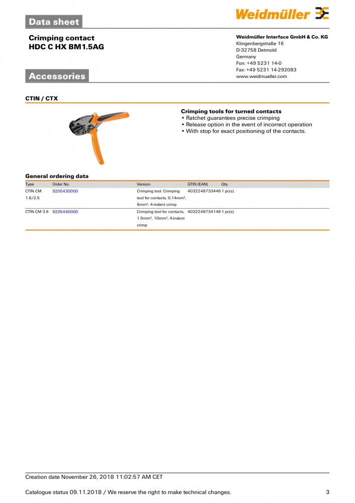 HDC C HX BM1.5AG product documentation page 3
