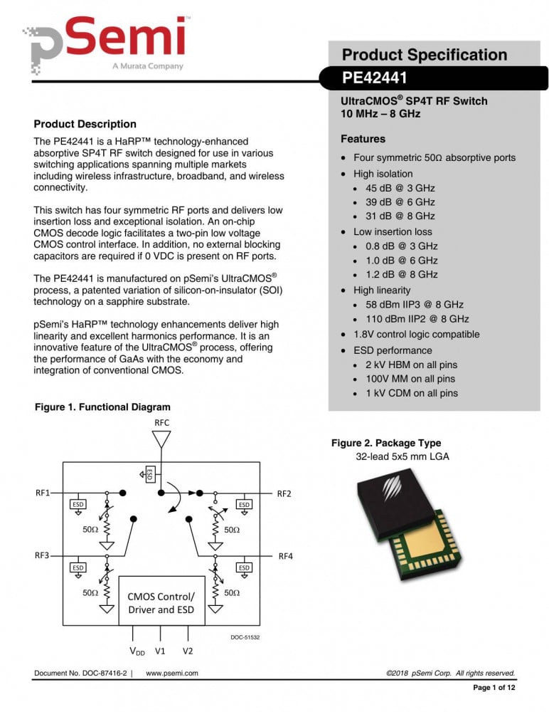 PE42441C datasheet page 1