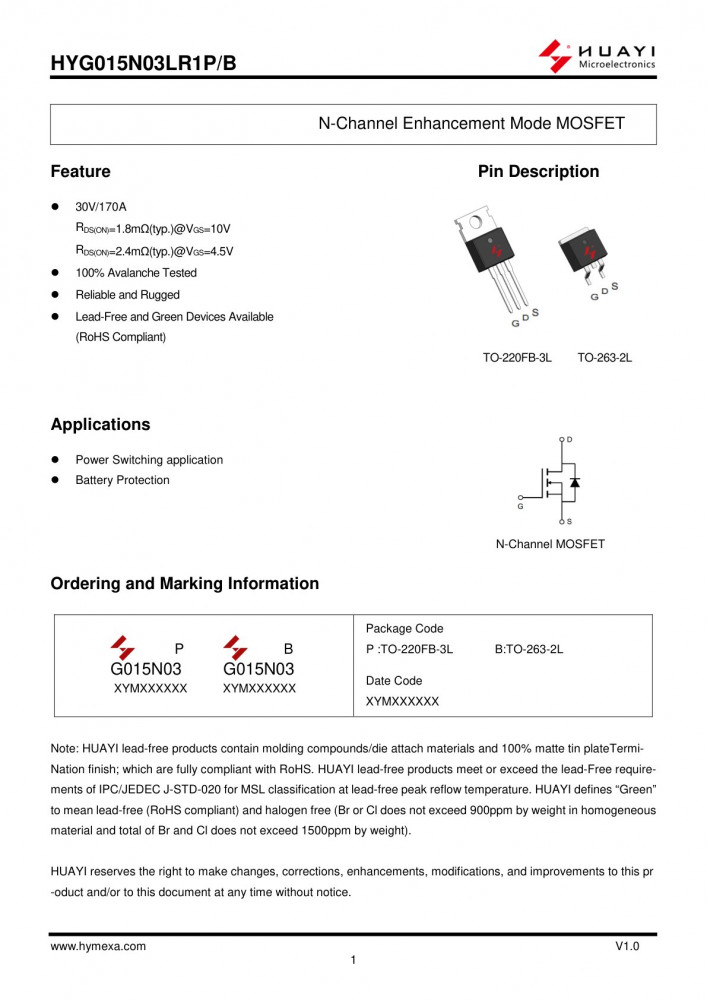 HYG015N03LR1P datasheet page 1