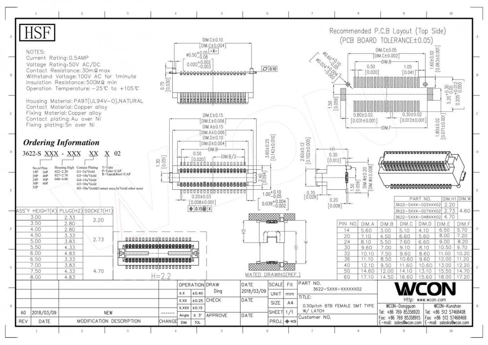Wcon 3622-S040-027G1R02 technical document preview