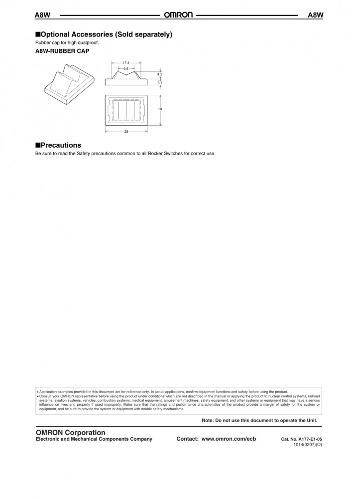 OMRON A8W technical document page 3
