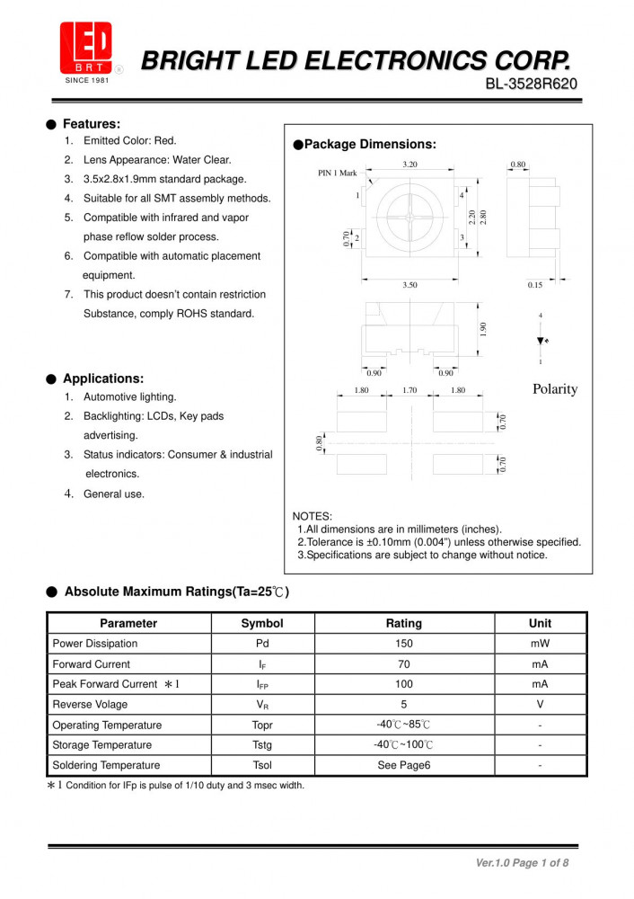 BL-3528R620 technical document page 1