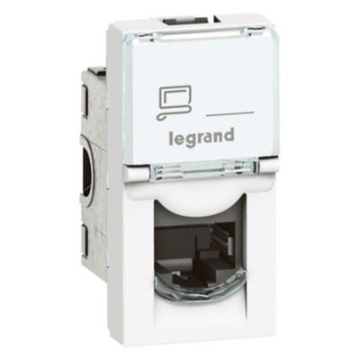 Arteor™ - RJ45 socket controlled access category 6 UTP 2 modules White with red shutter