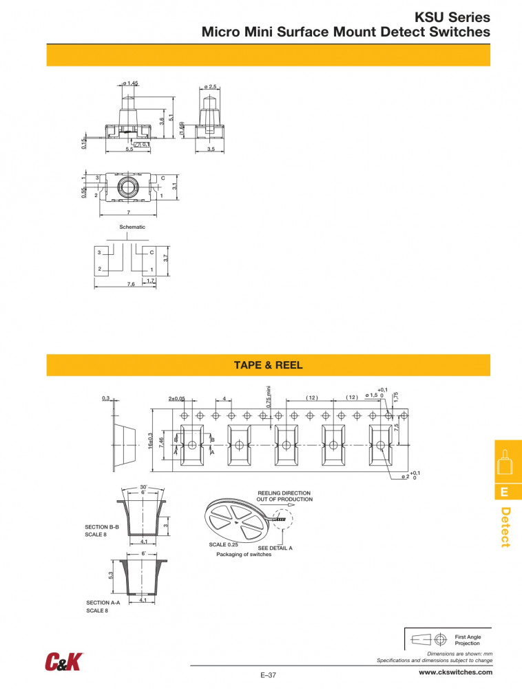 C&K KSU series technical document page 2