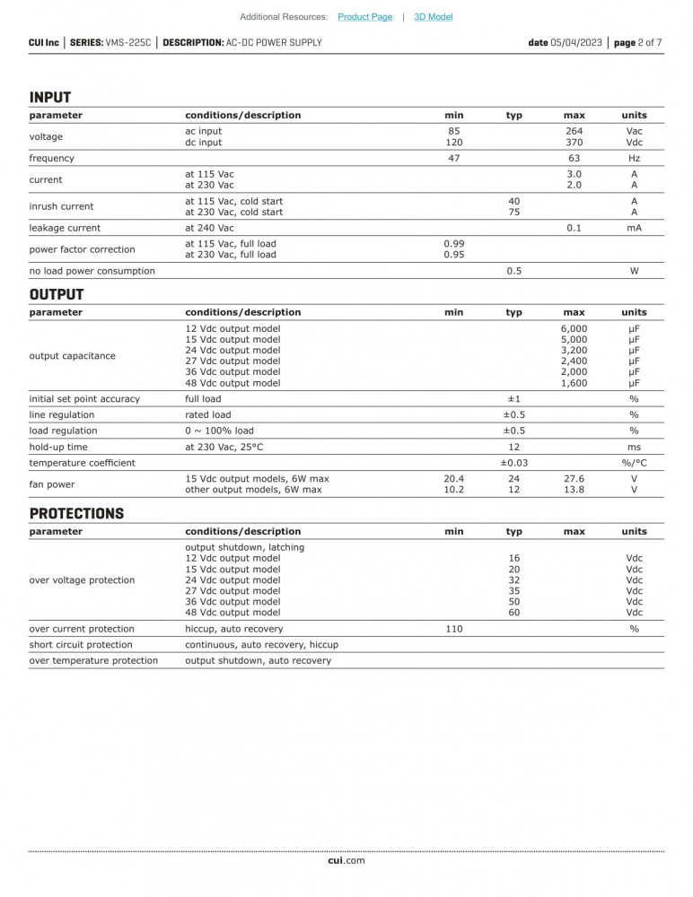 VMS-225C series datasheet page 2
