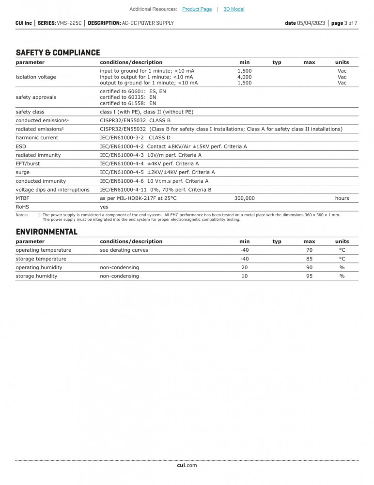 VMS-225C series datasheet page 3