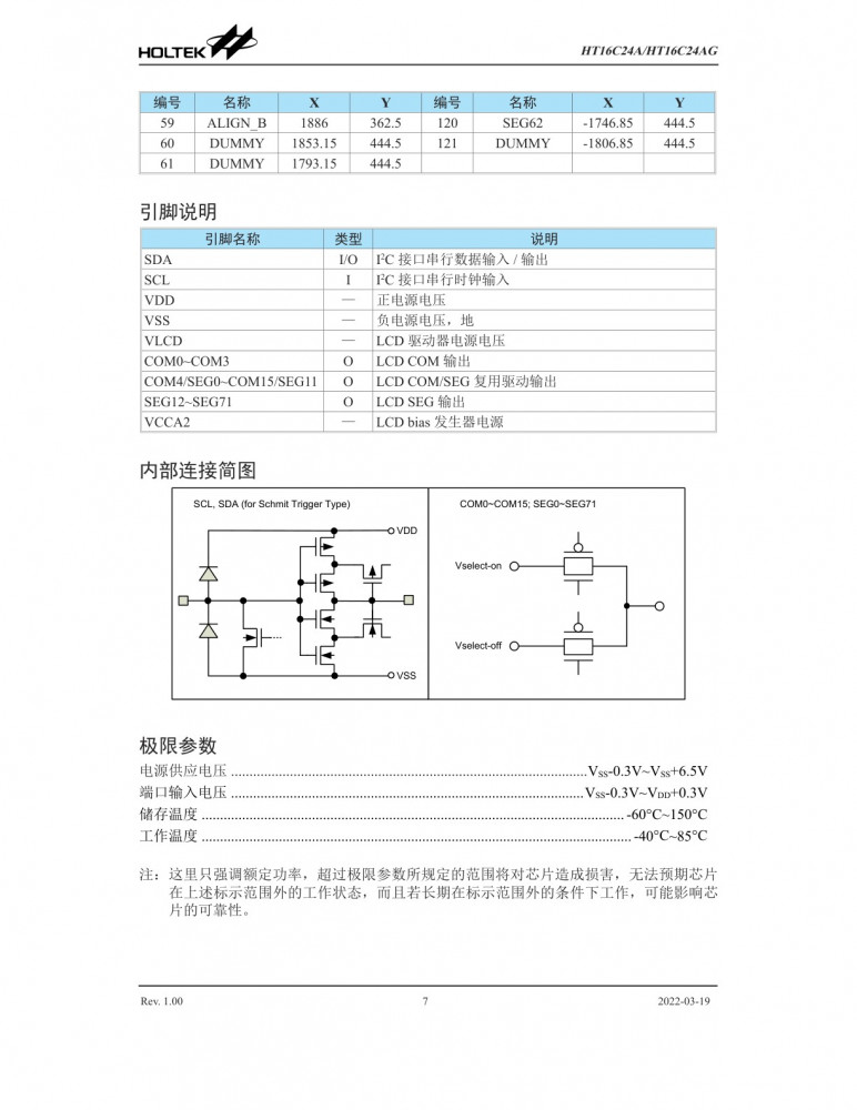 HT16C24A datasheet page 7