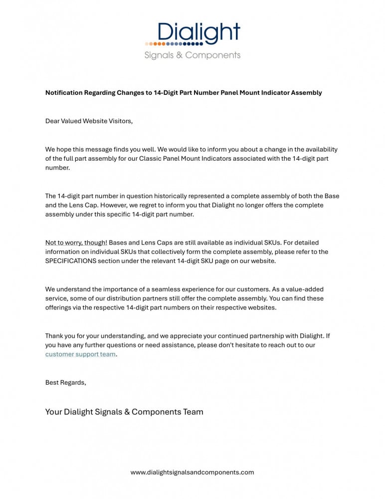 Dialight 270-1930-0111-702 technical document preview