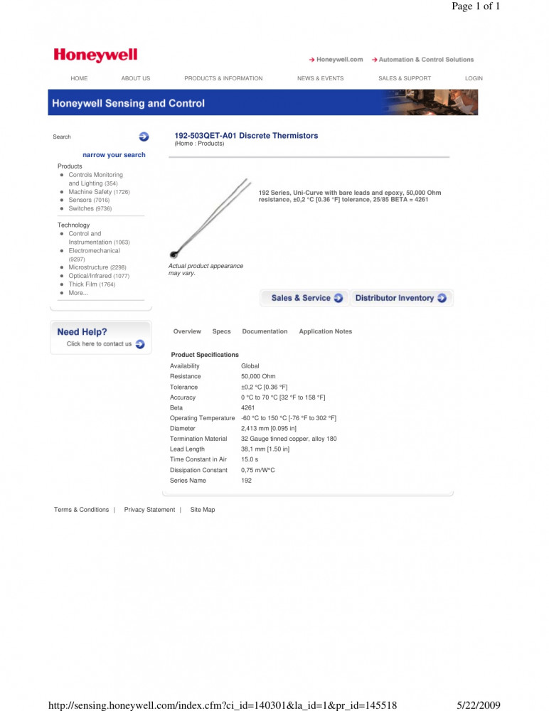 Honeywell 192-503QET-A01 technical document preview