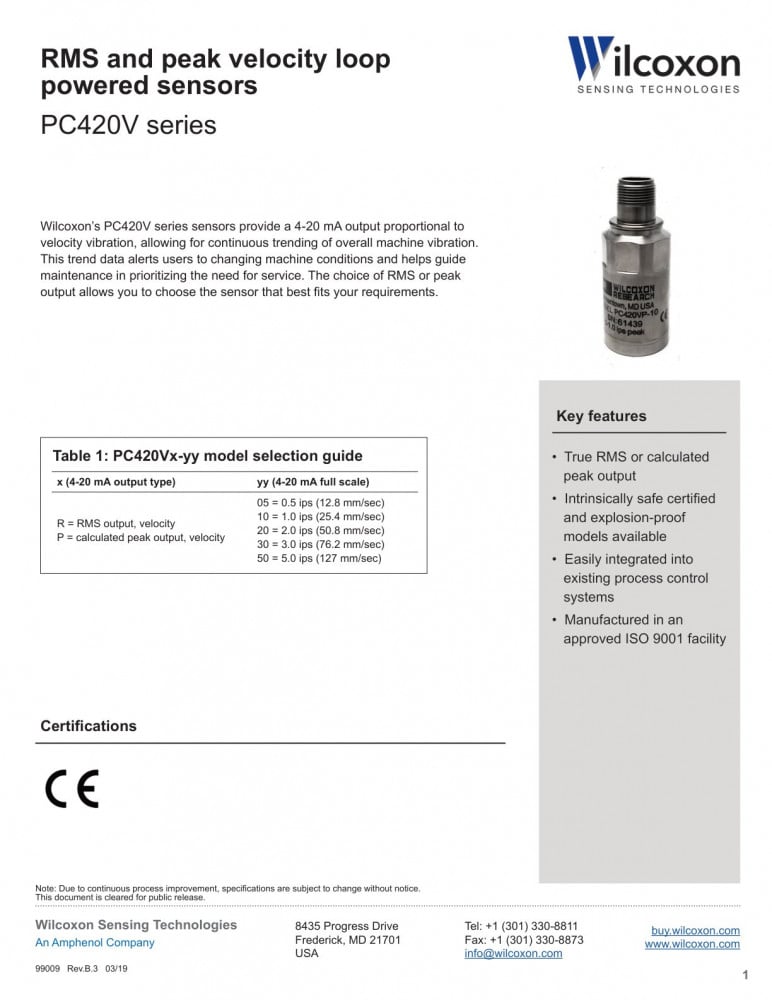 PC420V series datasheet page 1