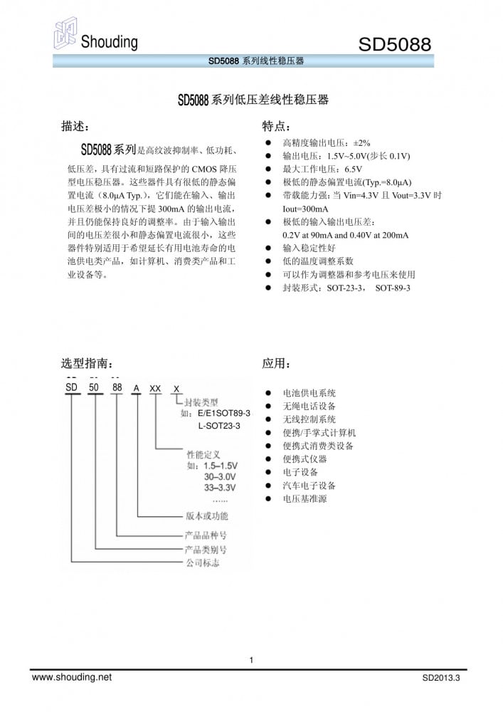 SD5088 datasheet page 1