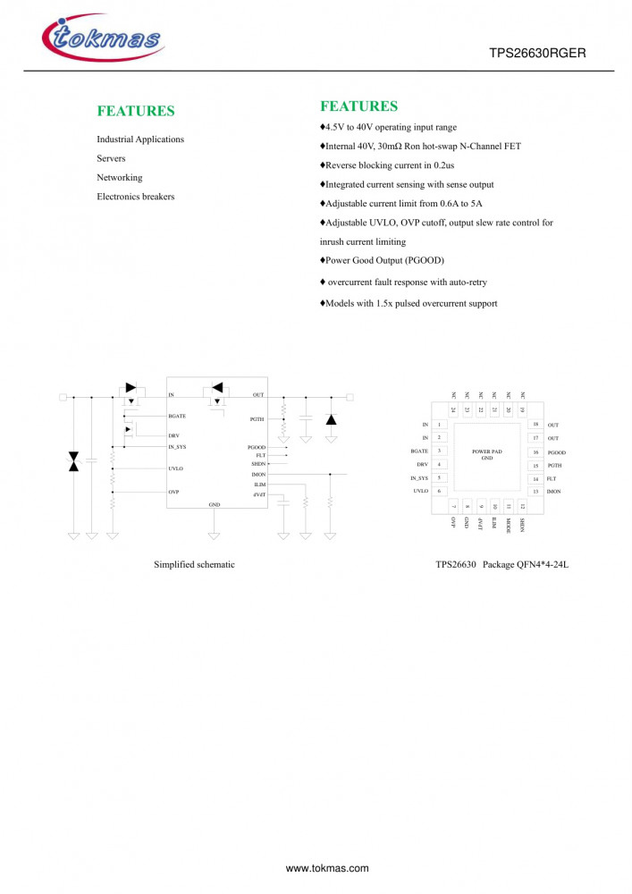 TPS26630RGER datasheet page 1