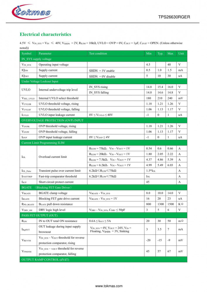 TPS26630RGER datasheet page 4