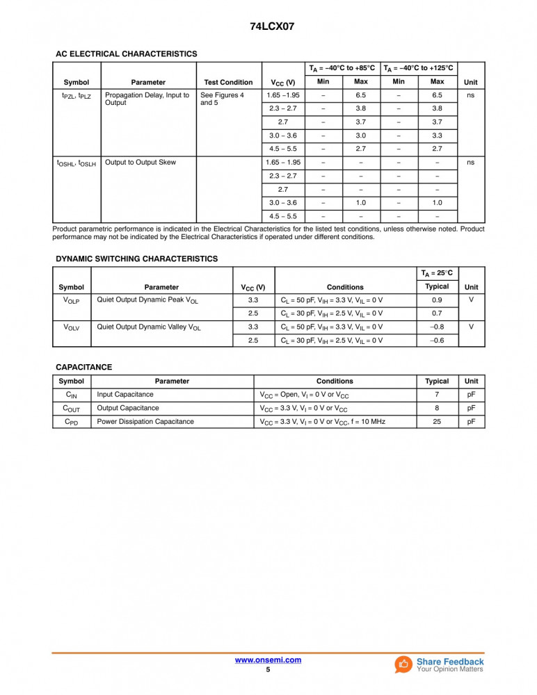 74LCX07 technical document page 5