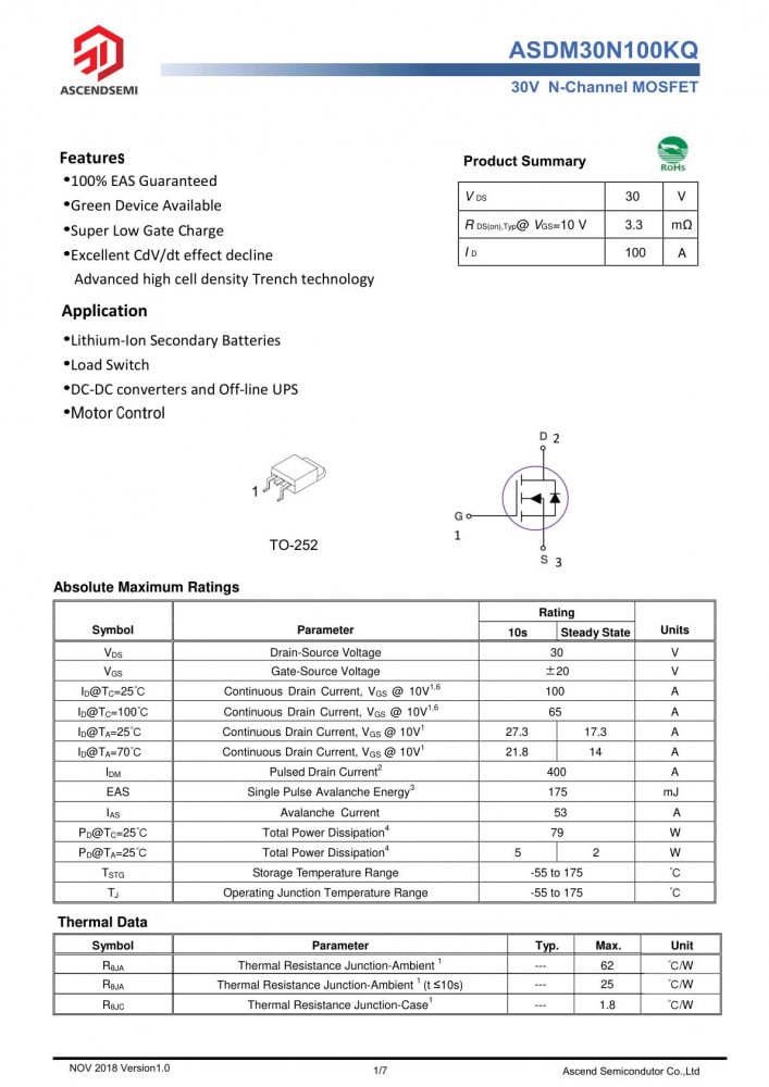 ASDM30N100KQ-R datasheet page 1