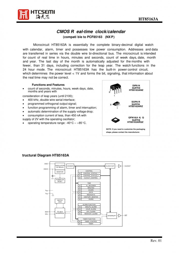 HT85163A datasheet page 1