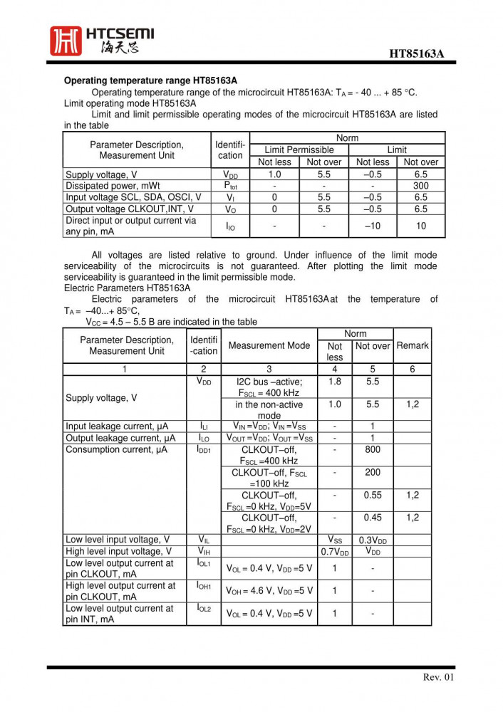 HT85163A datasheet page 3