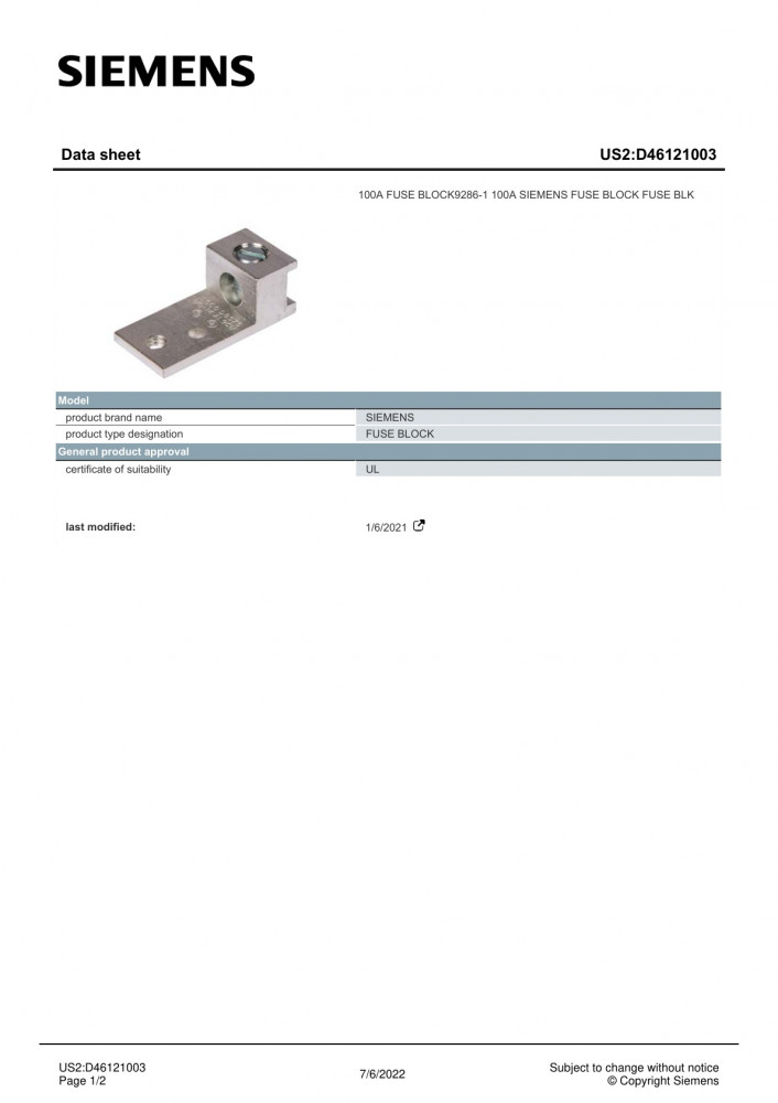 SIEMENS D46121003 datasheet page 1