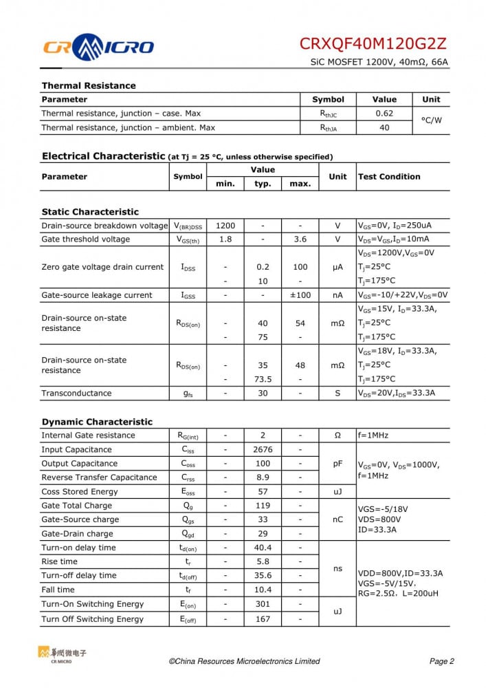 CRXQF40M120G2Z datasheet page 2