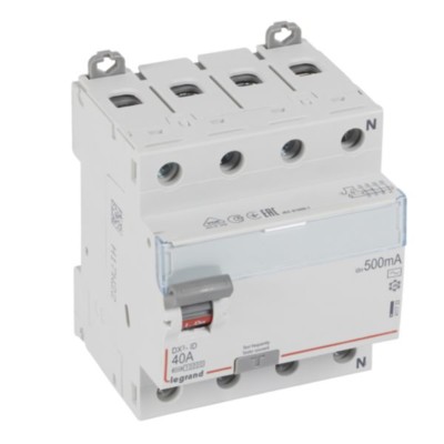 RCD DX³-ID - 4P 400V~ neutral right-hand side - 40A RCCB - 500mA AC type - DIN rail IP20 for sale
