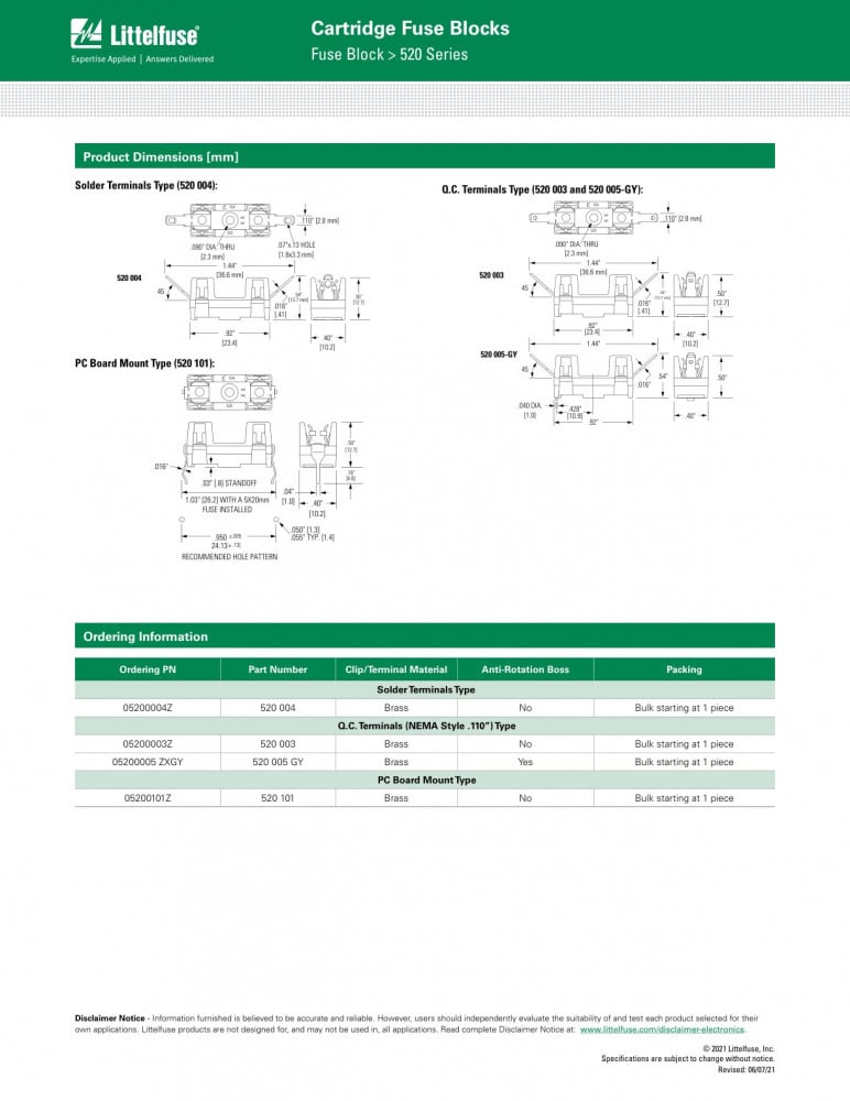 Littelfuse 520 Series datasheet page 2