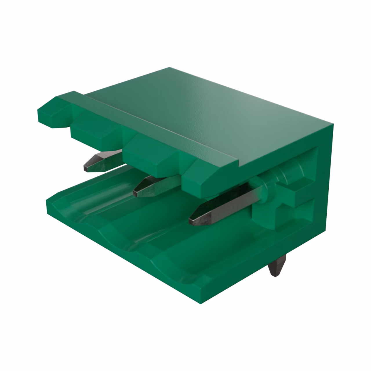 5.08mm Pitch Eurostyle Right-Angle PCB Header, Open Ends, Green Housing, 3 Circuits for sale