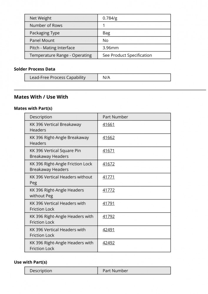 MOLEX KK 396 product specification page 3