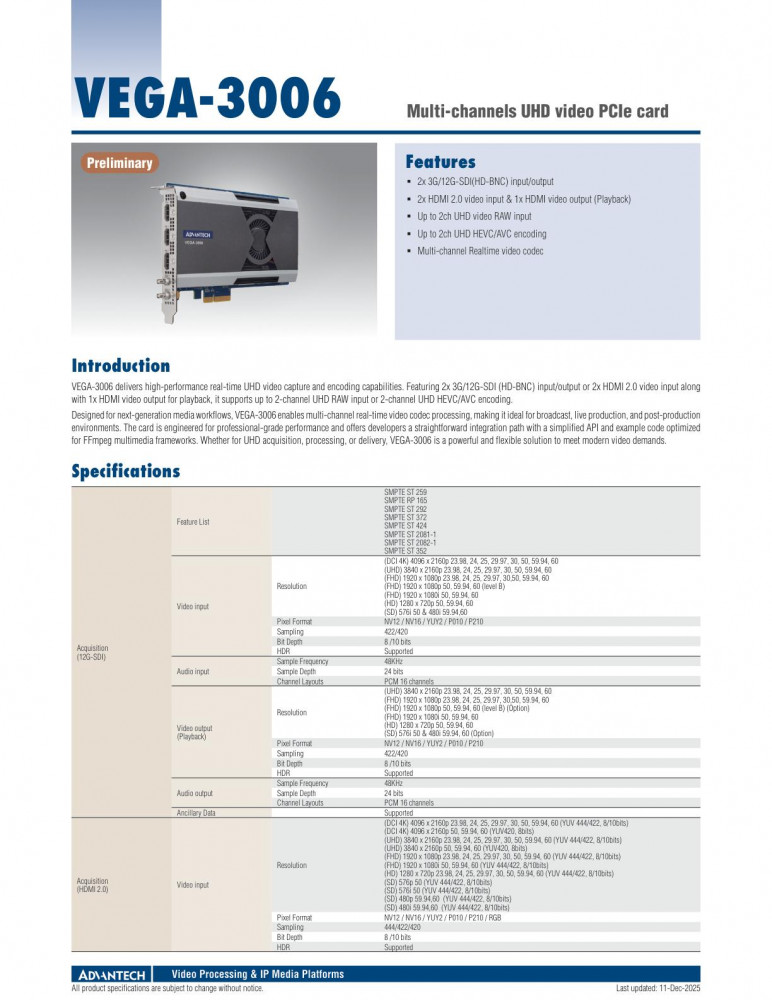 VEGA-3006 product documentation page 1