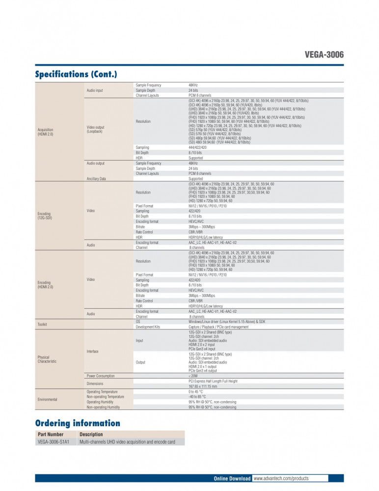 VEGA-3006 product documentation page 2