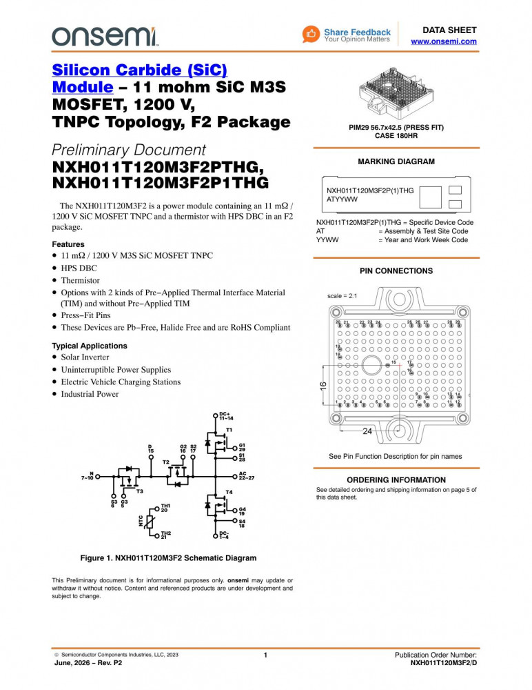 NXH011T120M3F2PTHG document page 1