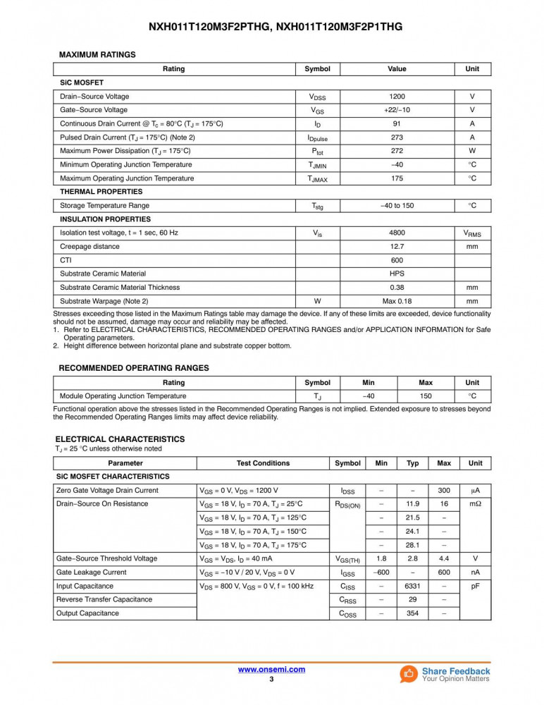 NXH011T120M3F2PTHG document page 3