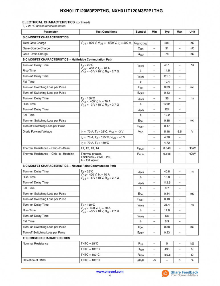 NXH011T120M3F2PTHG document page 4