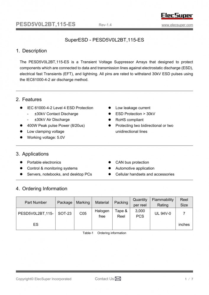 PESD5V0L2BT,115-ES technical document page 1