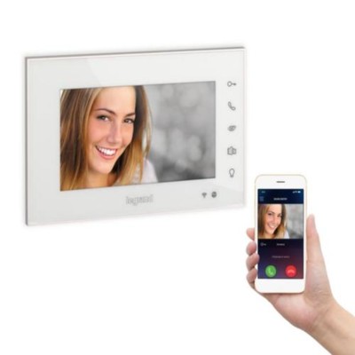 Additional Wi-Fi connected 7'' color screen internal - Hands-free surface-mounted white display - Double door and gate opening for sale