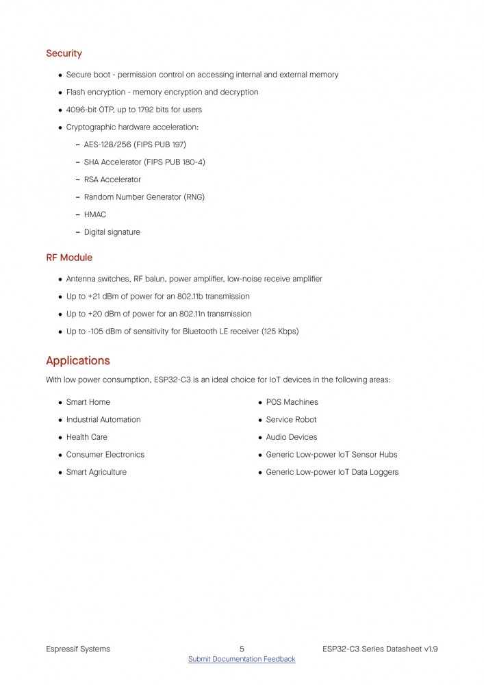 ESP32-C3 datasheet page 5
