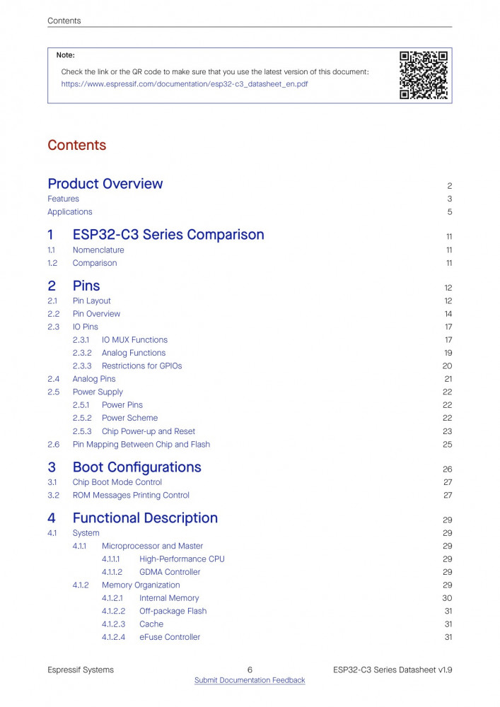 ESP32-C3 datasheet page 6