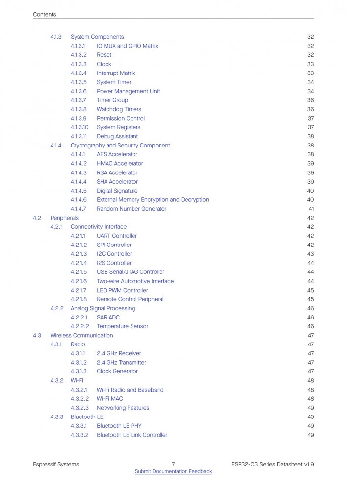 ESP32-C3 datasheet page 7