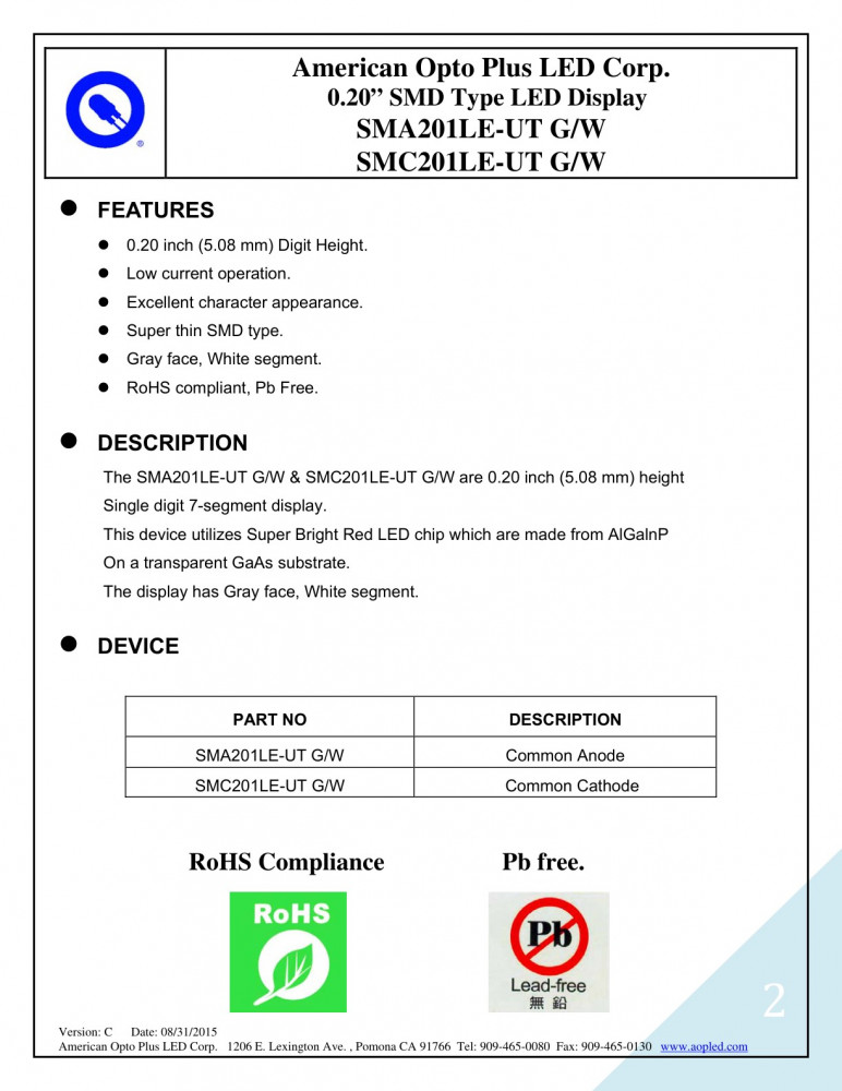 SMC201LE-UT G/W datasheet page 2