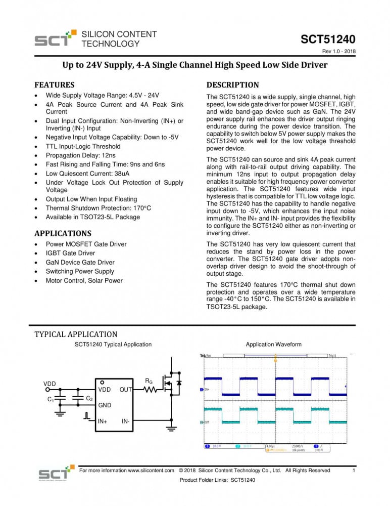 SCT51240 datasheet page 1