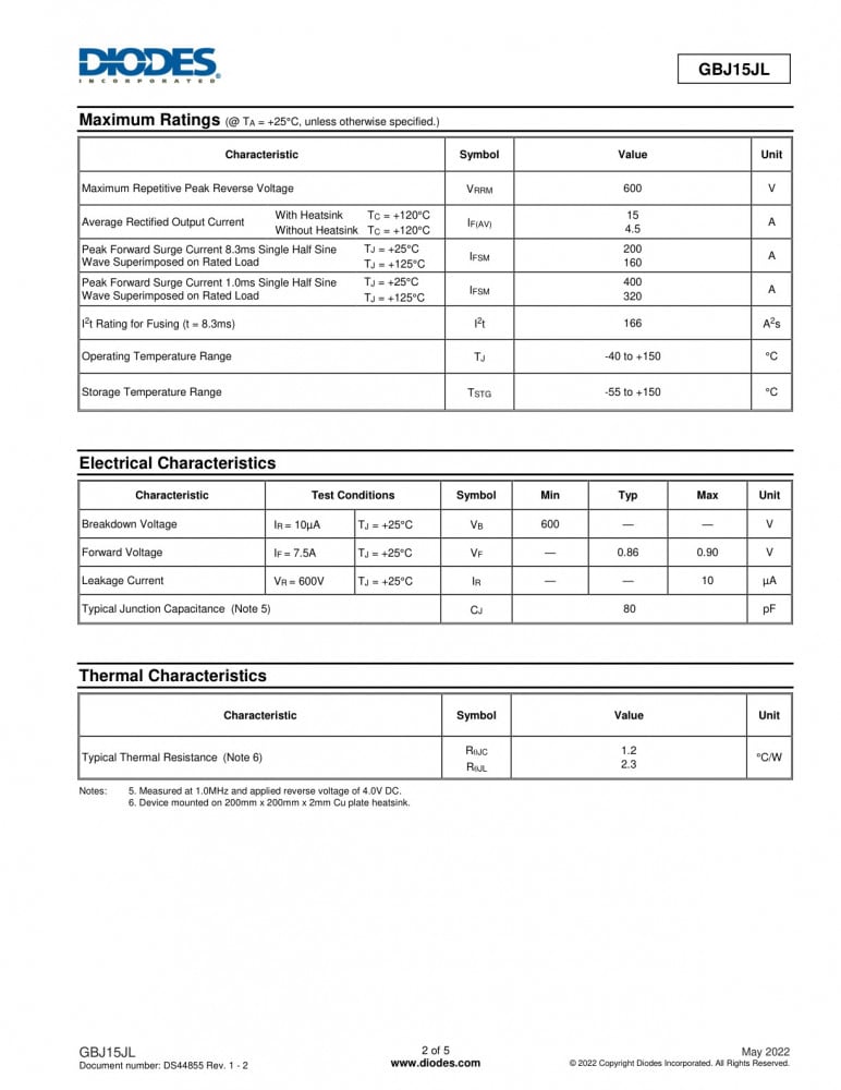 GBJ15JL-TU datasheet page 2