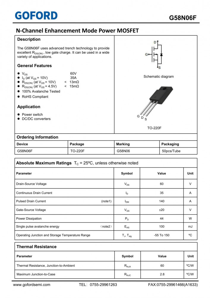 G58N06F datasheet page 1