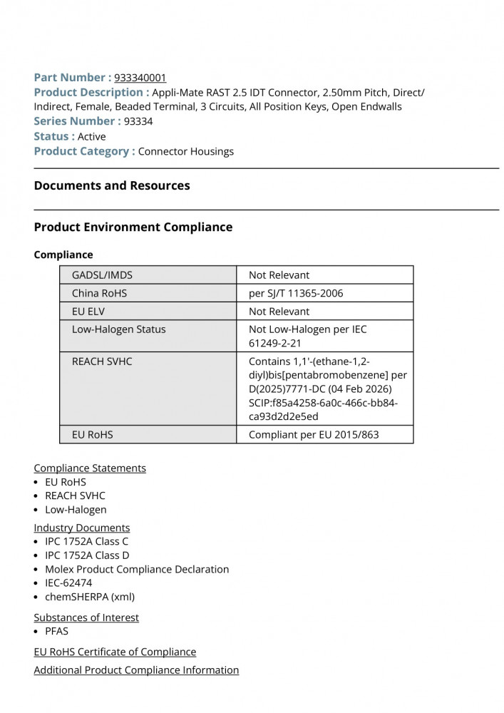 MOLEX 933340001 technical document image 1