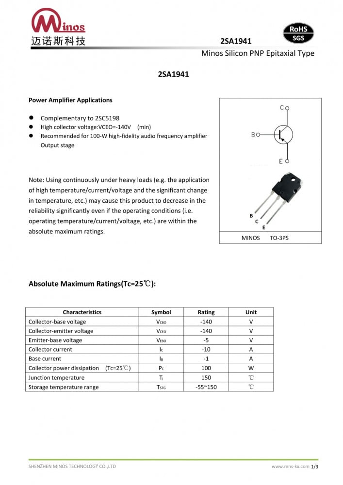 2SA1941 datasheet page 1