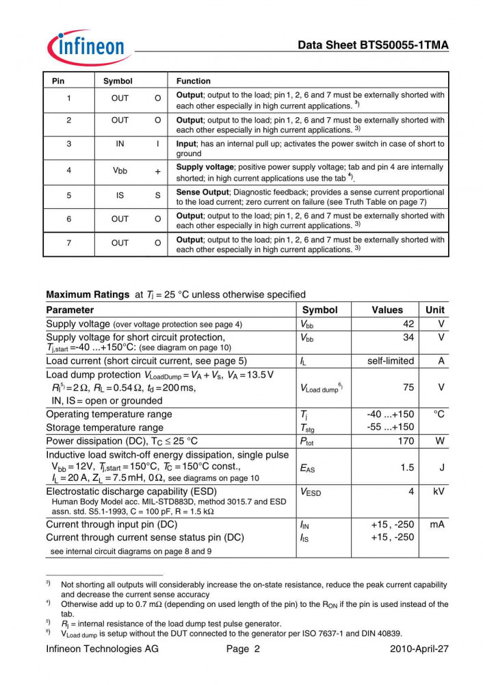 BTS50055-1TMA datasheet page 2