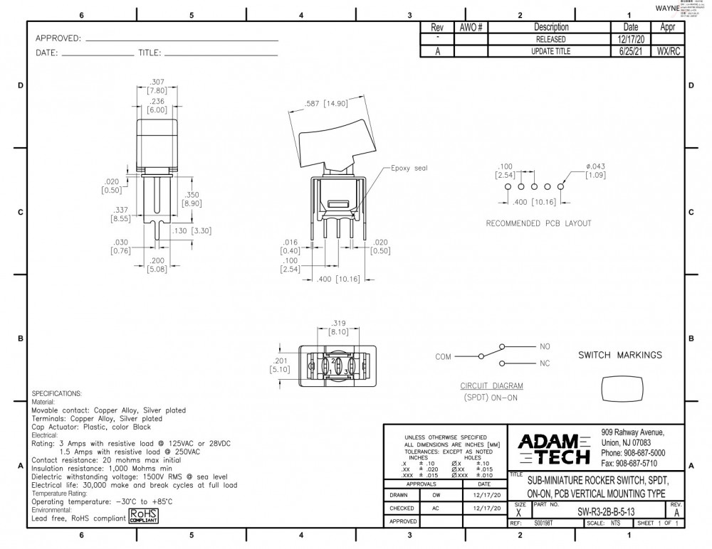 ADAM TECH SW-R3-2B-B-5-13 technical drawing