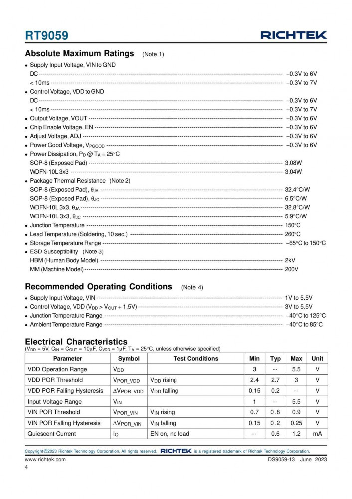 RT9059 datasheet page 4