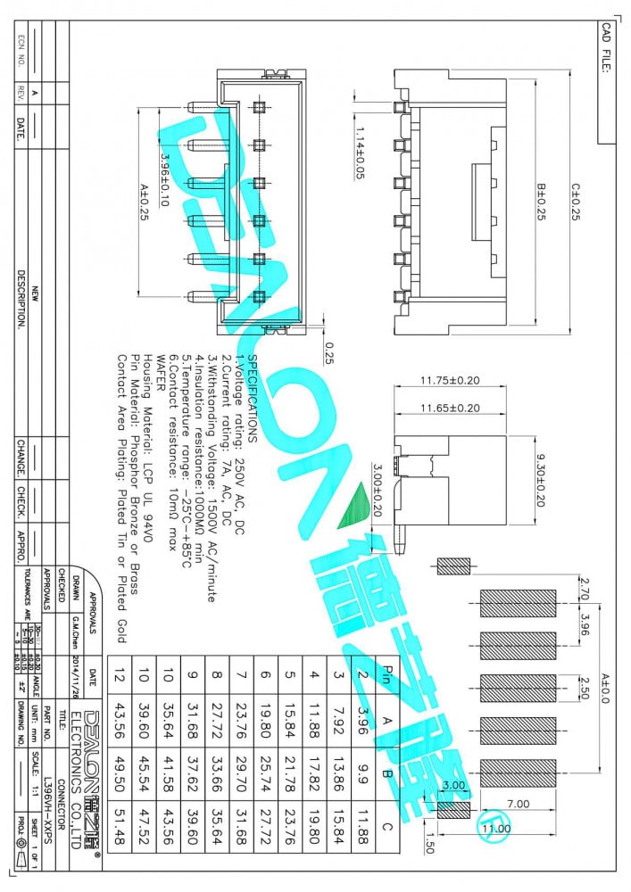 DEALON L396VH connector drawing preview